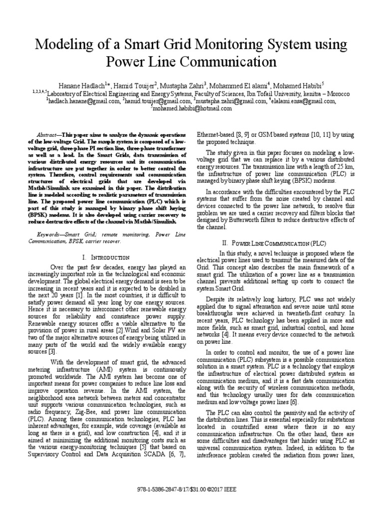 Modeling of A Smart Grid Monitoring System Xsing Power Line ...