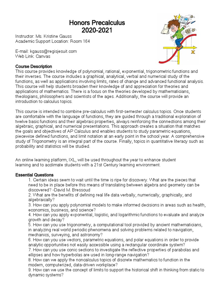 Honors Precalculus 2020-2021 | PDF | Trigonometric Functions | Function ...