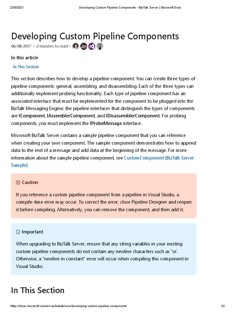 BizTalk Pipeline Component Guide | PDF | Microsoft Visual Studio | Interface (Computing)