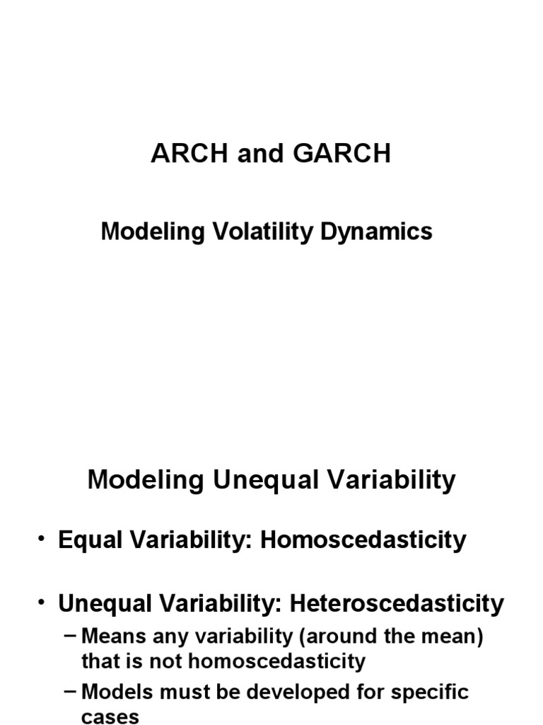 Arch and Garch: Modeling Volatility Dynamics | PDF | Teaching Methods ...