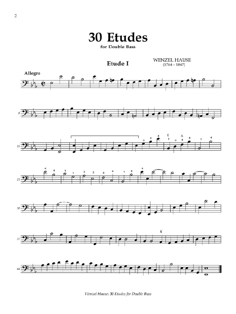1820c Wenzel Hause 30 Etudes For Double Bass Pdf