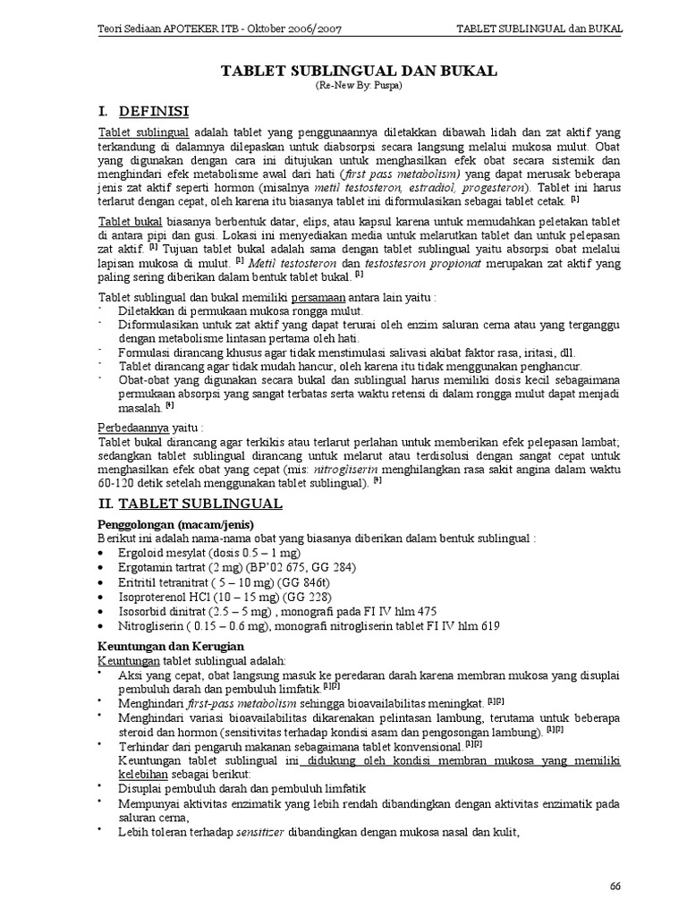 Tablet Sublingual Dan Bukal | PDF | Kesehatan Holistik