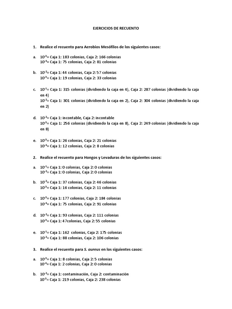 Ejercicios de Recuento | PDF