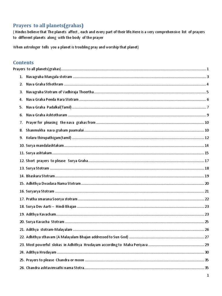 Prayers To All Planets (Grahas) | PDF | Hindu Literature | Sikhism