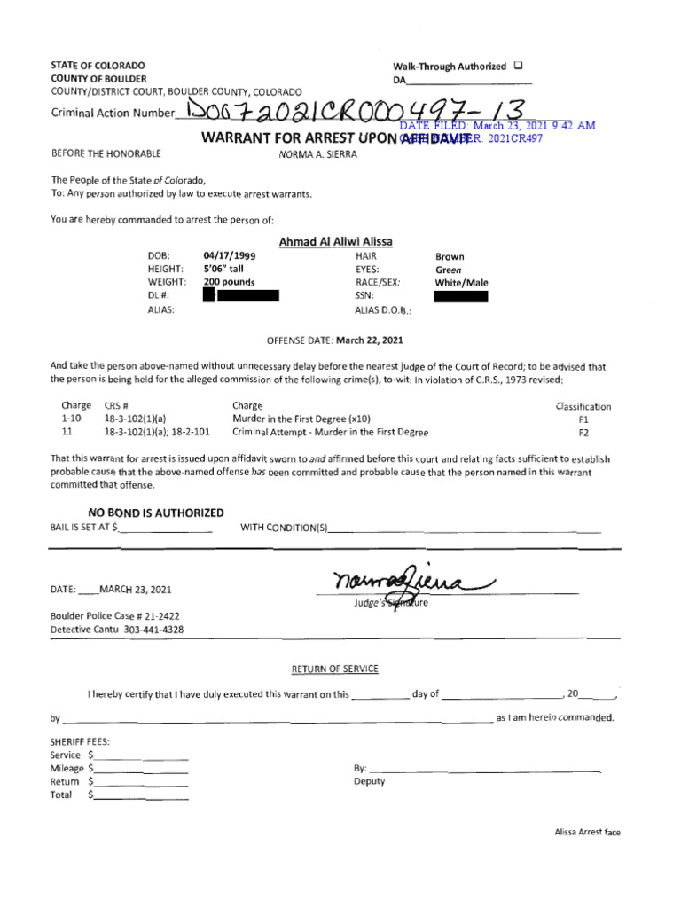 Ahmad Al Aliwi Alissa Affidavit | PDF | Arrest Warrant | Arrest Ahmad Al Aliwi Alissa Affidavit | PDF | Arrest Warrant | Arrest