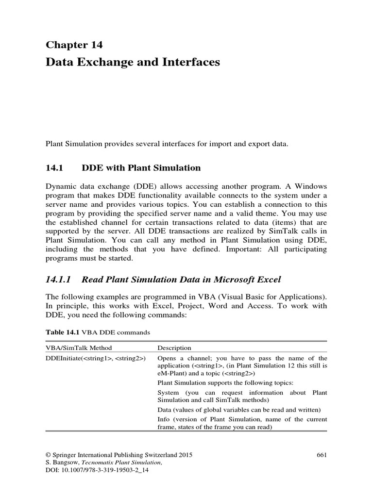 Data Exchange and Interfaces: 14.1 DDE With Plant Simulation | PDF ...