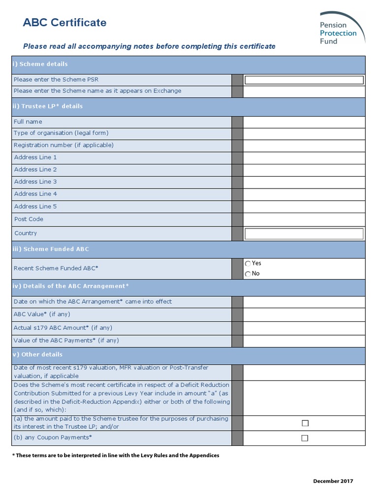 ABC Certificate: Please Read All Accompanying Notes Before Completing ...