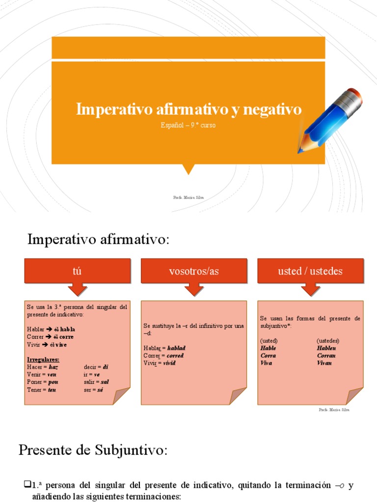 Imperativo Afirmativo y Negativo | PDF | Verbo | Relaciones sintácticas