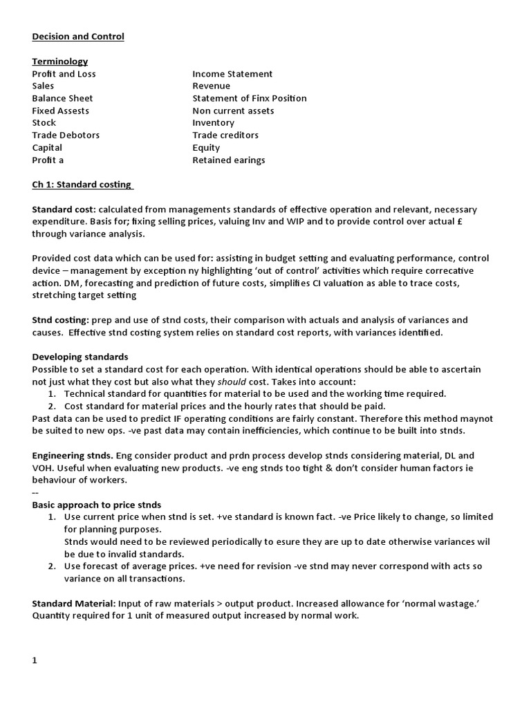 Decision and Control AAT Notes | PDF | Valuation (Finance) | Pricing
