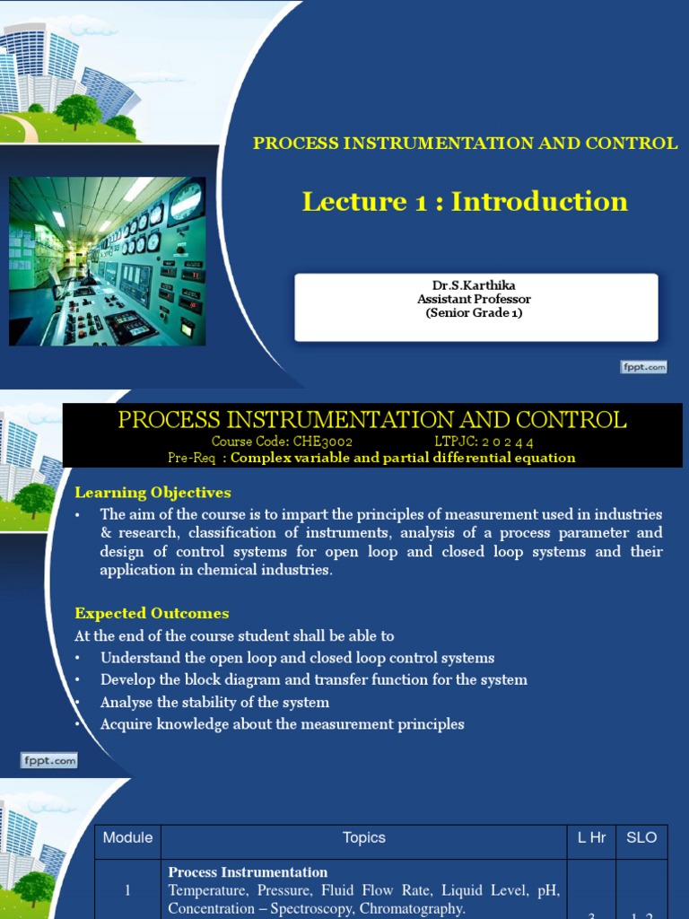 Lecture 1: Introduction: Process Instrumentation and Control | PDF ...