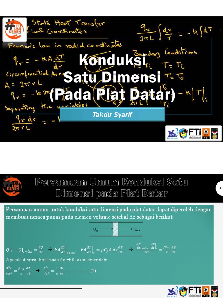 Konduksi Satu Dimensi Plat Datar | PDF