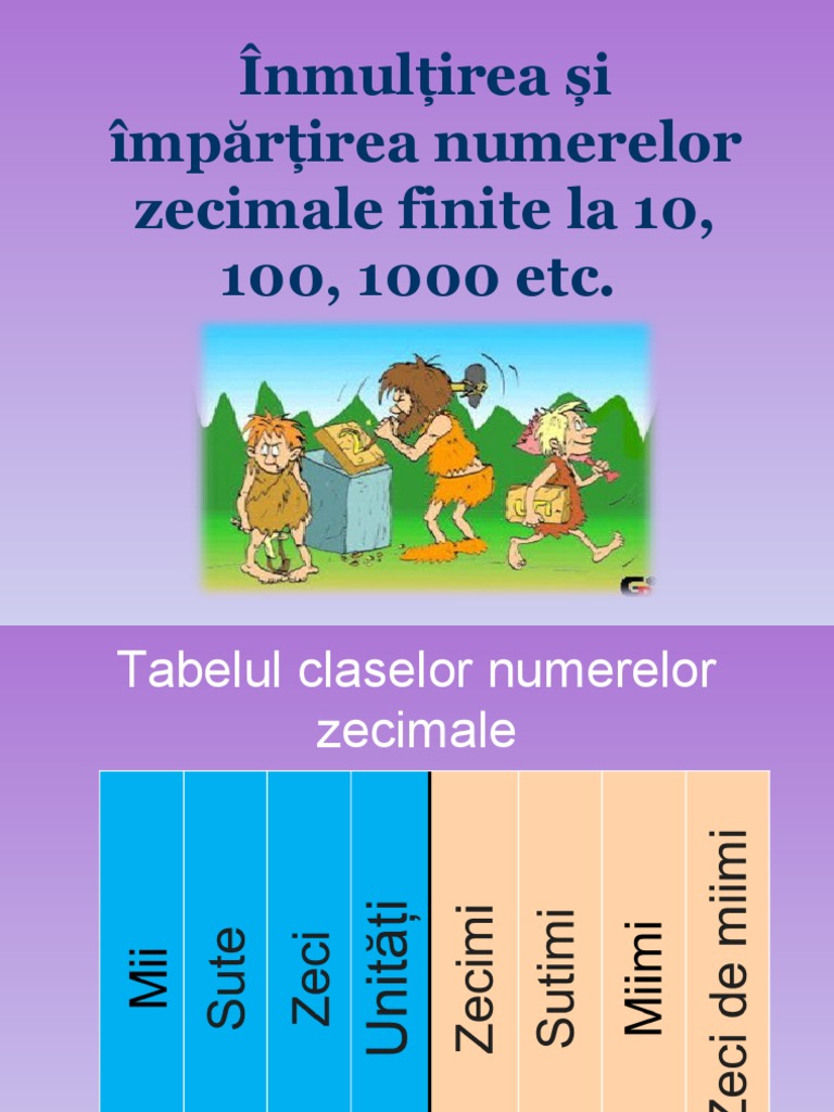 Înmulțirea Și Împărțirea Numerelor Zecimale Finite La 10, 100, 1000 Etc ...