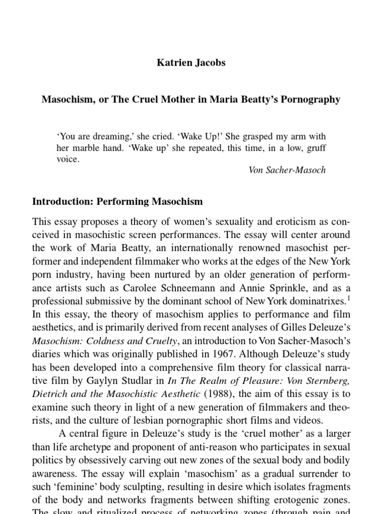 Masochism, or The Cruel Mother in Maria Beatty's Pornography | PDF ...