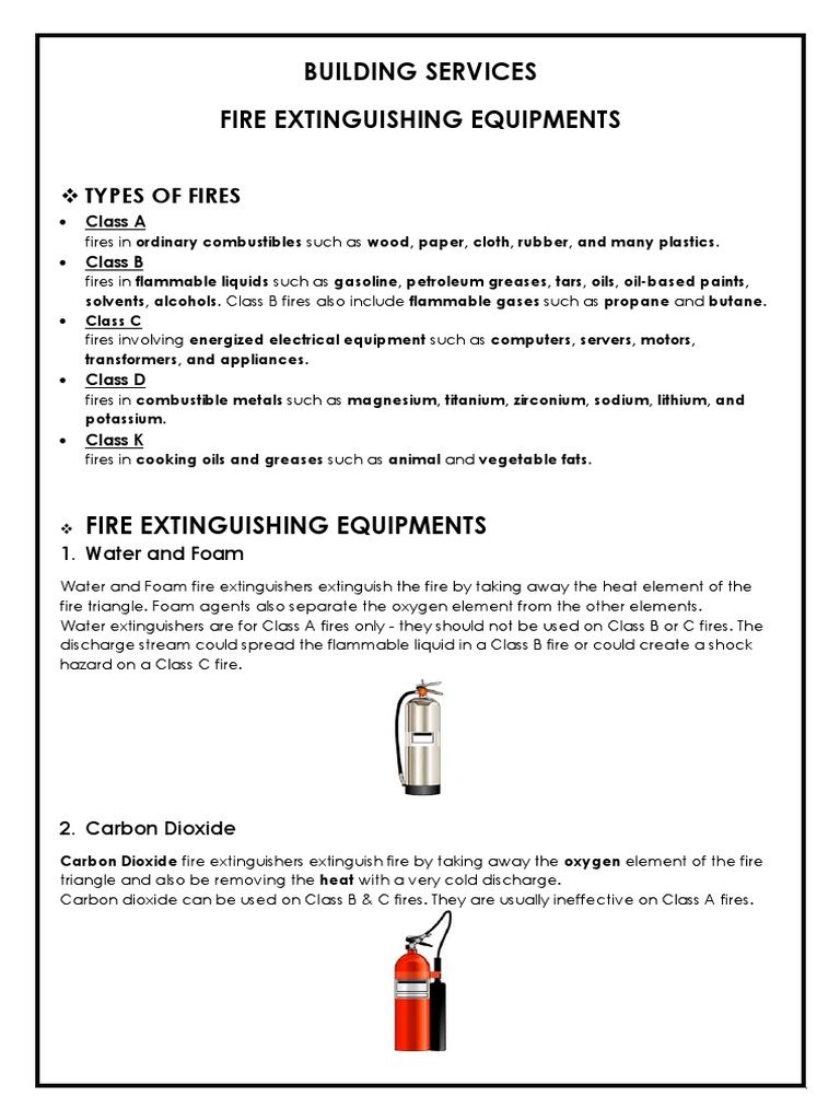 Fire Extinguisher Types and Uses | PDF | Chemistry | Fires
