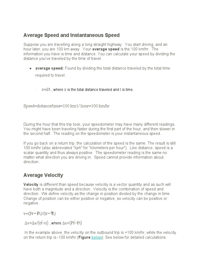 Average vs Instantaneous Speed Explained | PDF | Teaching Methods ...