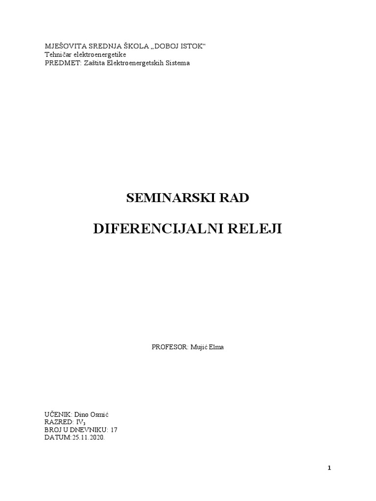 Diferencijalni Releji - SR | PDF