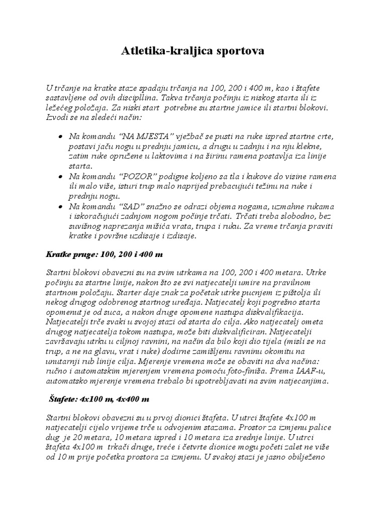 Atletika Niski Start | PDF