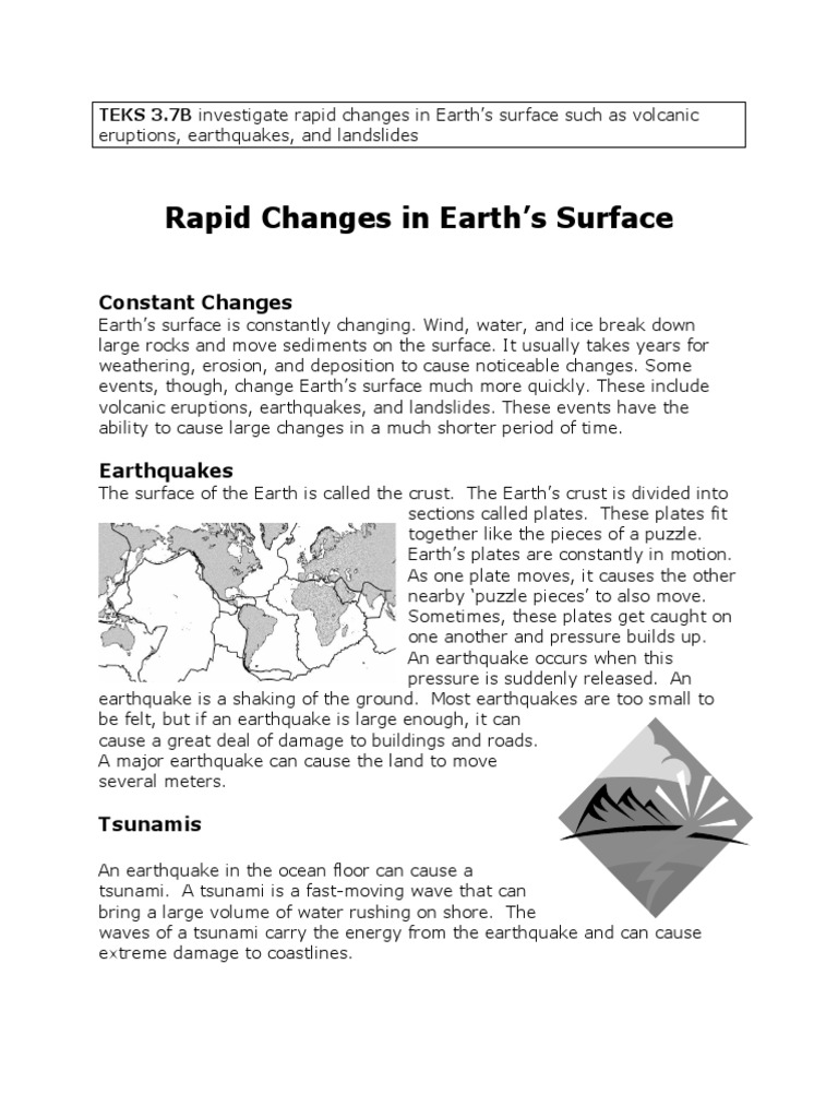 Rapid Changes in Earth's Surface | PDF | Volcano | Landslide
