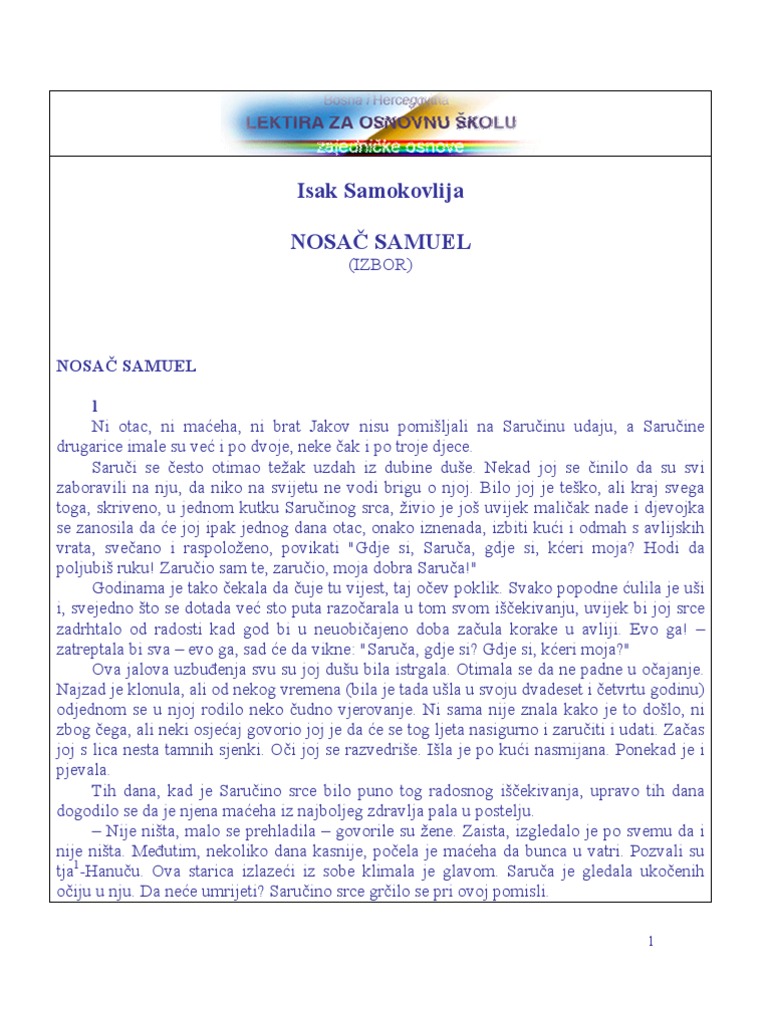 Isak Samokovlija - Nosac Samuel | PDF