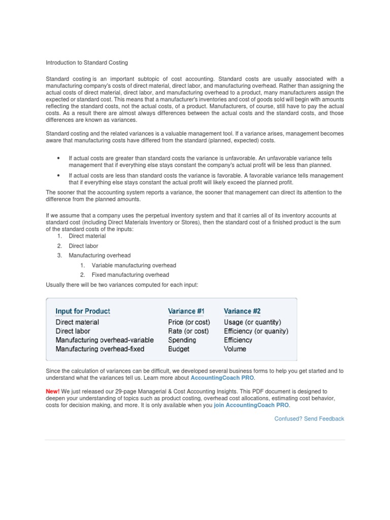 Reading 3rd Introduction To Standard Costing | PDF | Debits And Credits ...