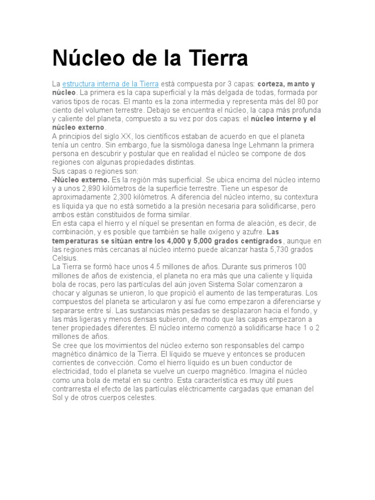 Núcleo de La Tierra | PDF
