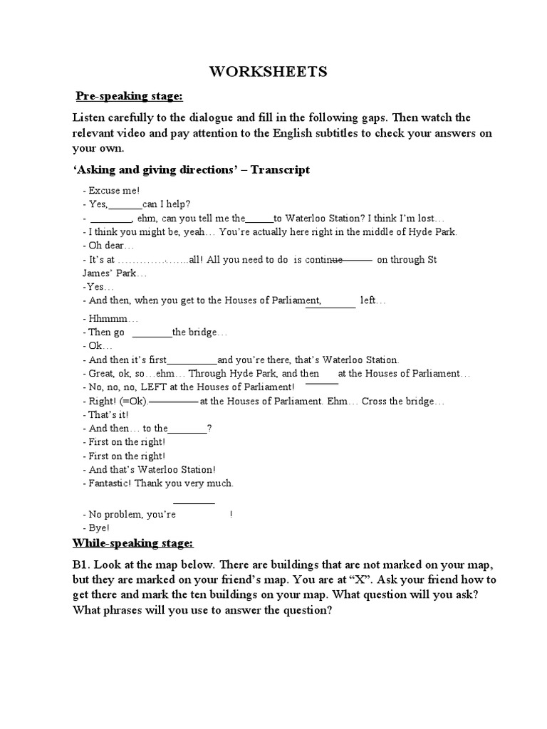 Worksheets: Pre-Speaking Stage | PDF