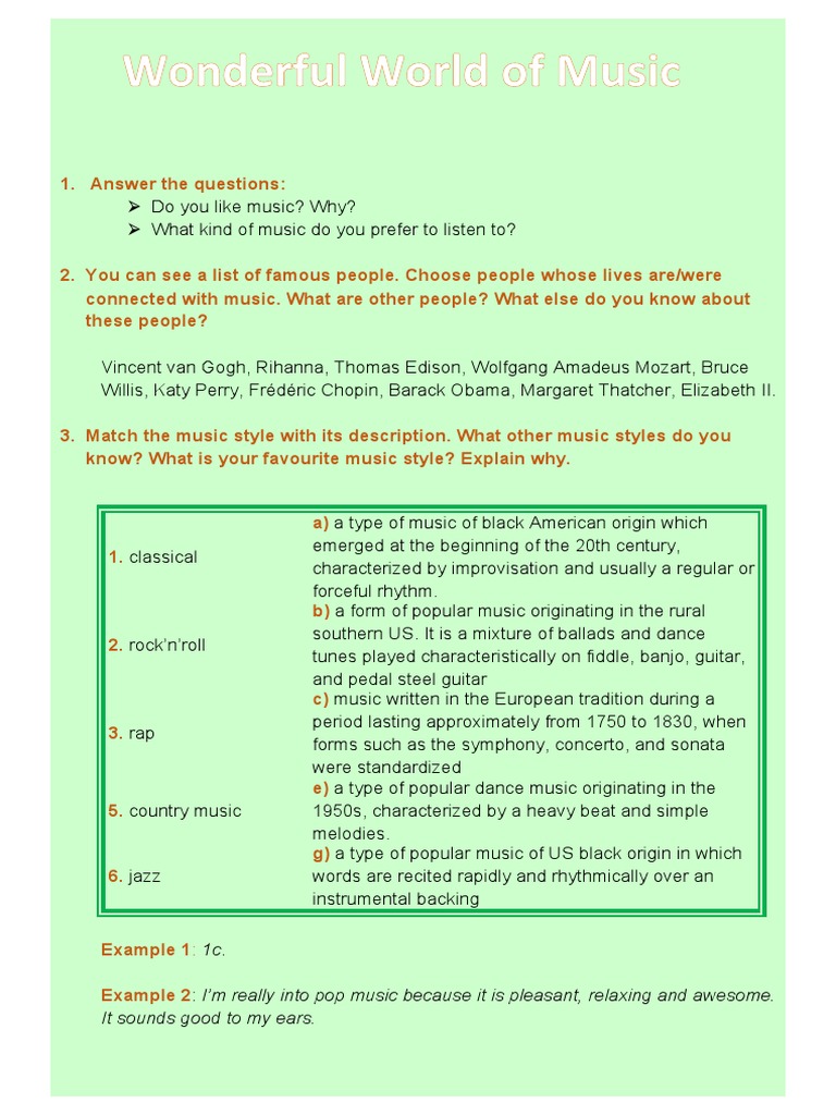 Wonderful World of Music: It Sounds Good To My Ears | PDF | Musical ...