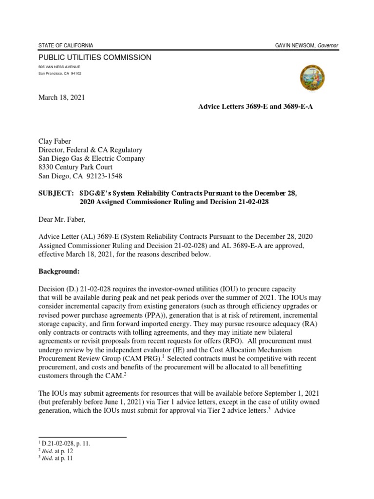 SDGE AL 3689-E Non-Standard Disposition Letter | Download Free PDF ...