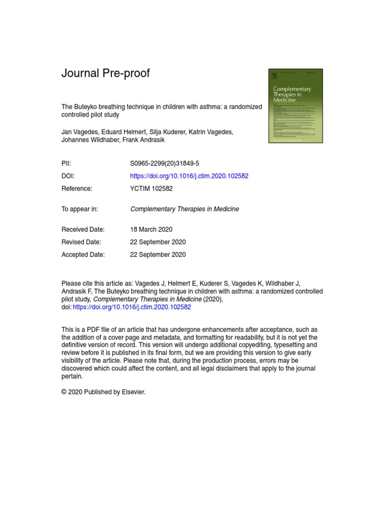 Journal Pre-Proof: Complementary Therapies in Medicine | PDF ...