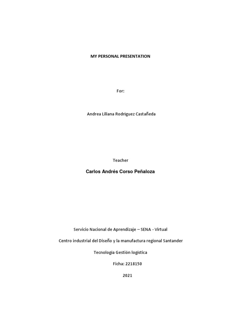 Personal Presentation of Andrea Rodríguez | PDF