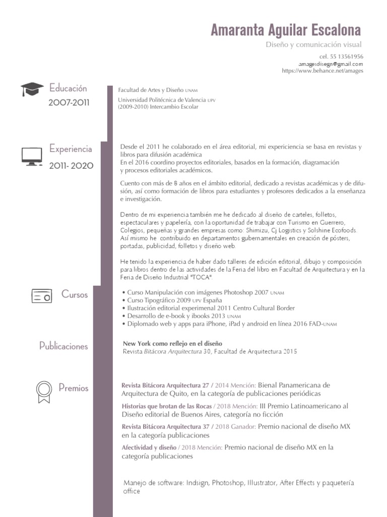 Curriculum AMARANTA | PDF | Diseño | Periódico Y Revista