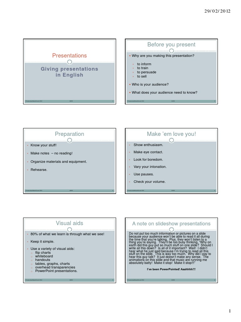 Giving Presentations in English | PDF | Cognition | Human Communication