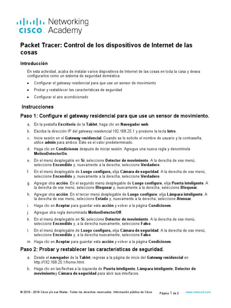 6.1.5.3 Packet Tracer - Control IoT Devices | PDF | Informática | Software