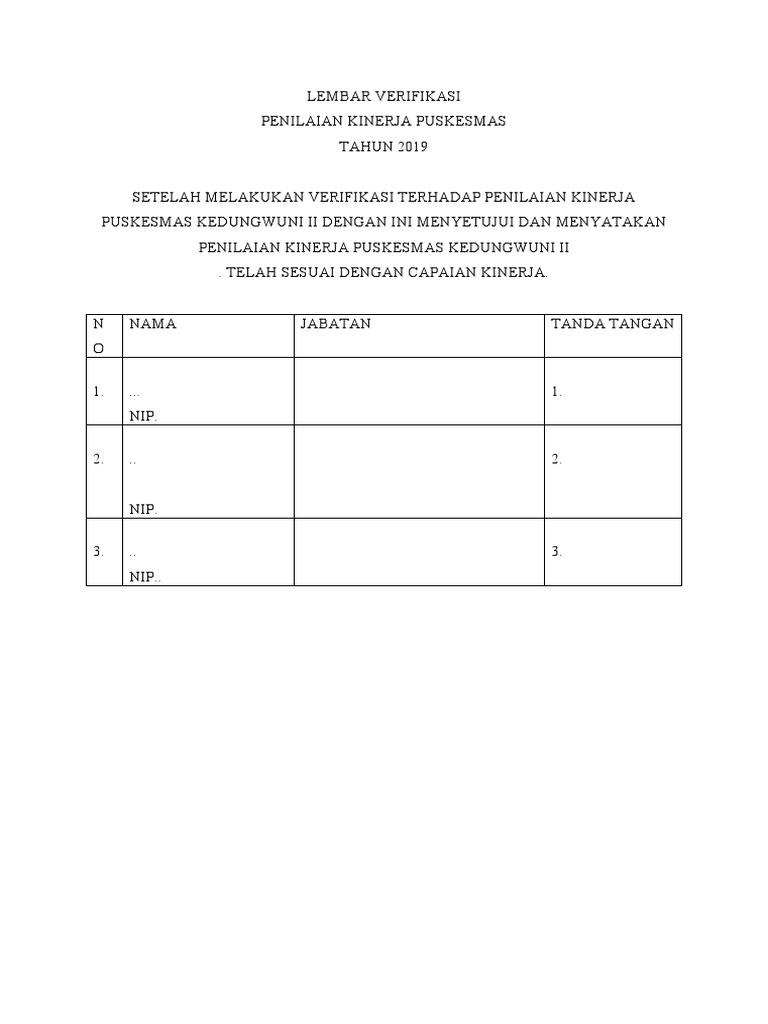 Lembar Verifikasi PKP | PDF