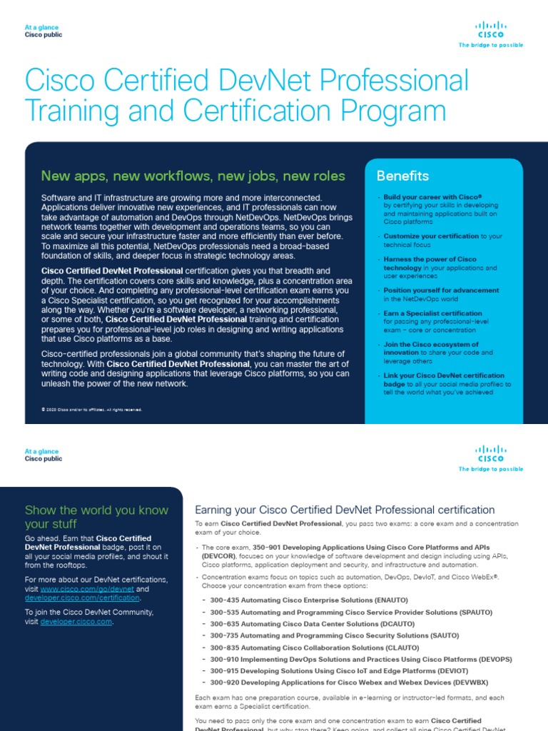 Cisco Certified Devnet Professional Training and Certification Program | PDF | Cisco Systems ...