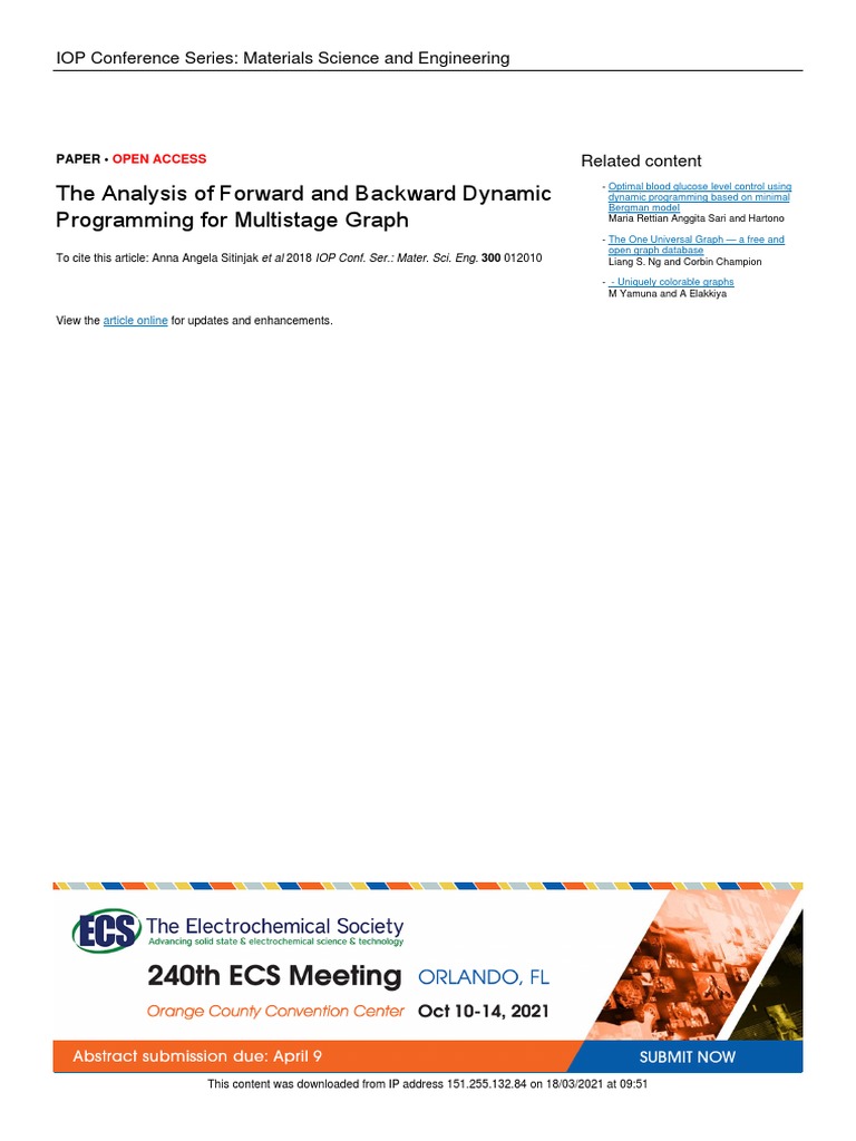 The Analysis Of Forward And Backward Dynamic Programming For Multistage Graph Pdf Dynamic