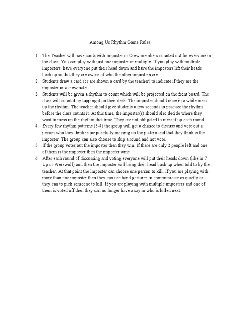 Among Us Rhythm Game Instructions | PDF | Language Arts & Discipline