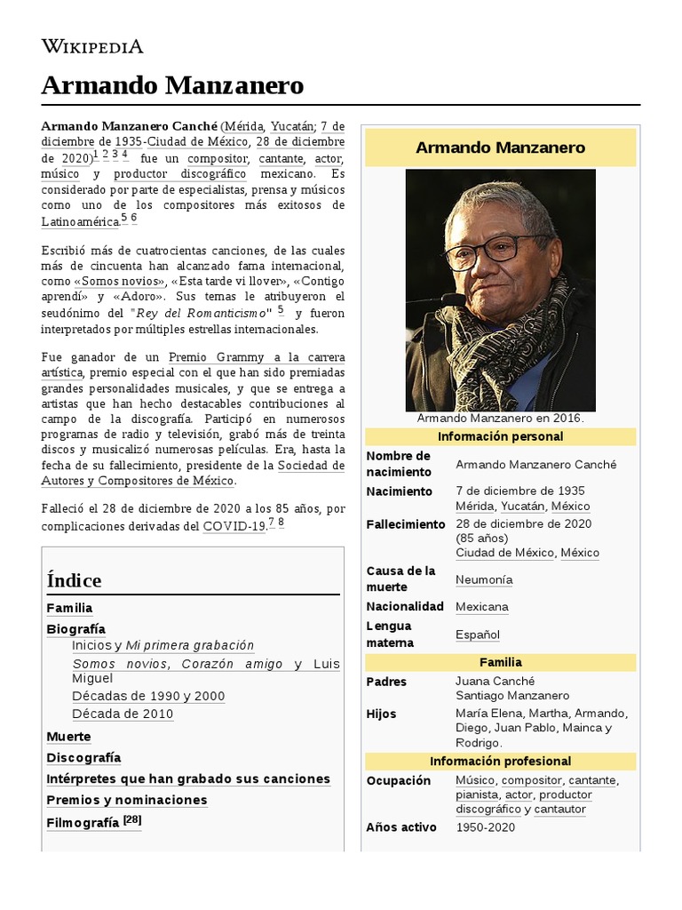 Armando Manzanero | PDF | Cantantes | Músicos