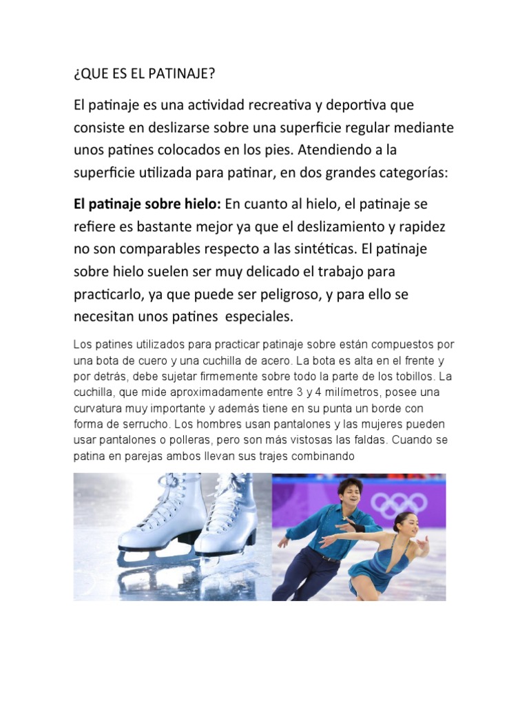 Definición y Tipos de Patinaje | PDF | Patinaje Artístico | Deportes