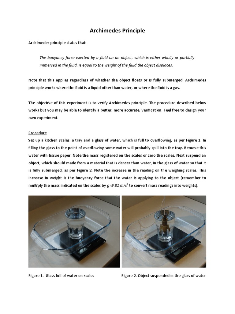 Verifying Archimedes' Principle Experiment | PDF | Teaching Methods ...