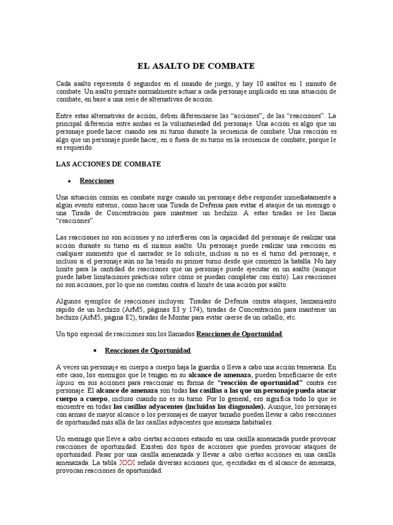 Reglas Combate Partida Ars | PDF