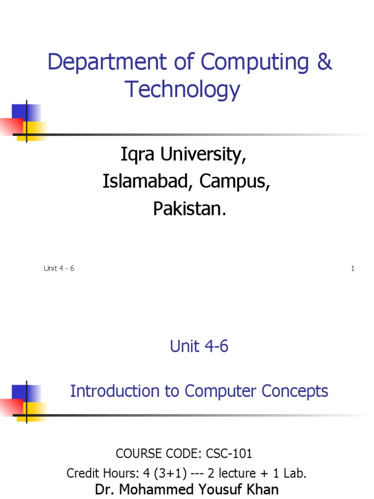 Department of Computing & Technology: Iqra University, Islamabad ...