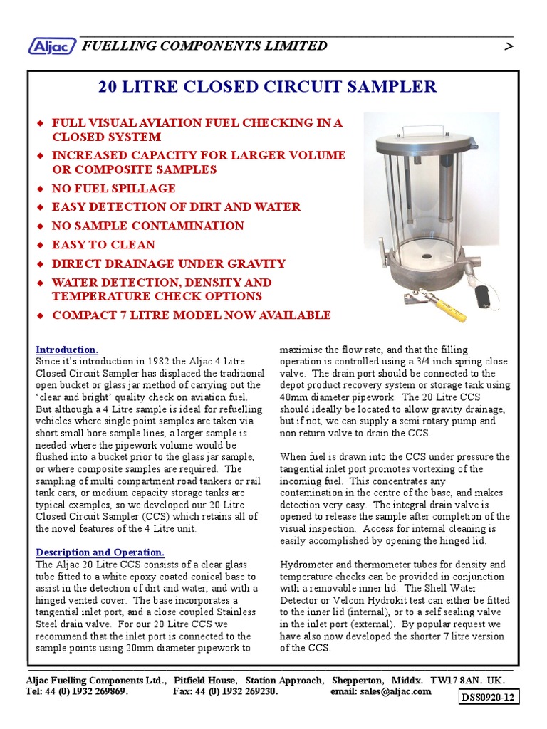20 Litre Closed Samplers | PDF | Valve | Equipment