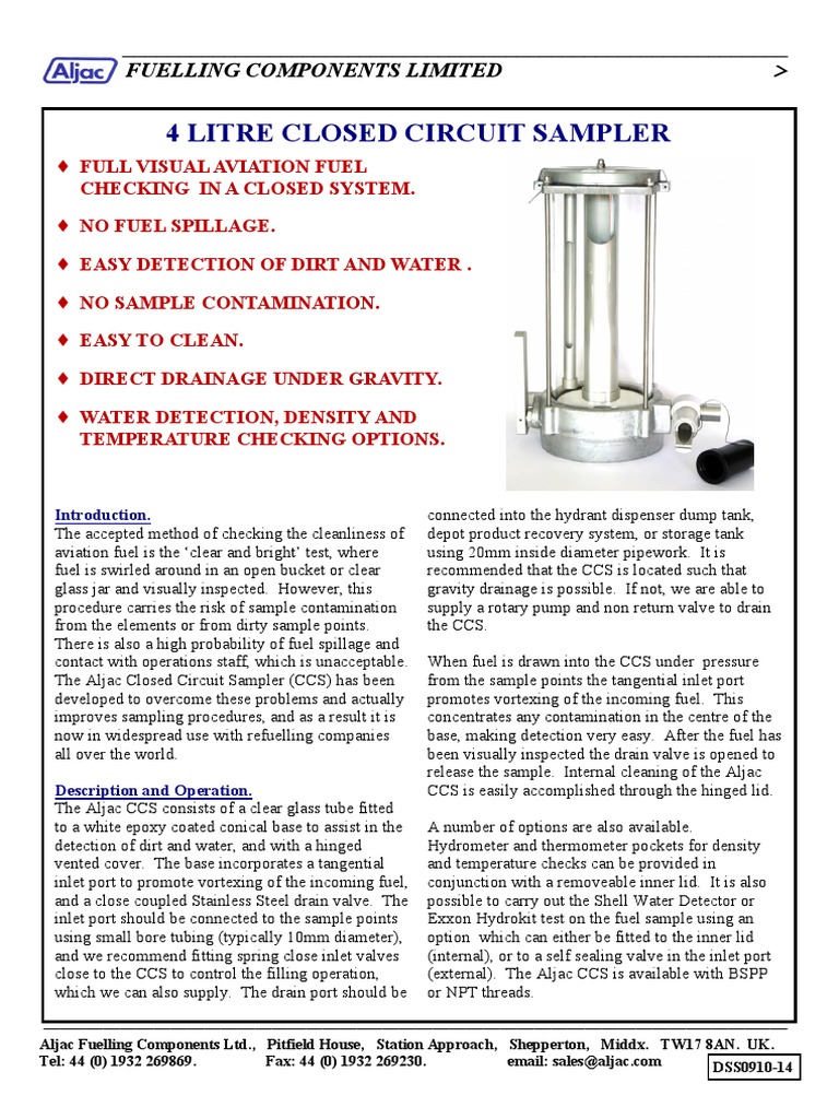 4 Litre Closed Sampler | PDF | Valve | Equipment