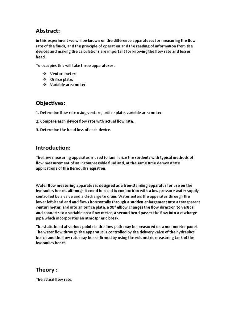 Flow Rate Report | PDF | Flow Measurement | Fluid Dynamics
