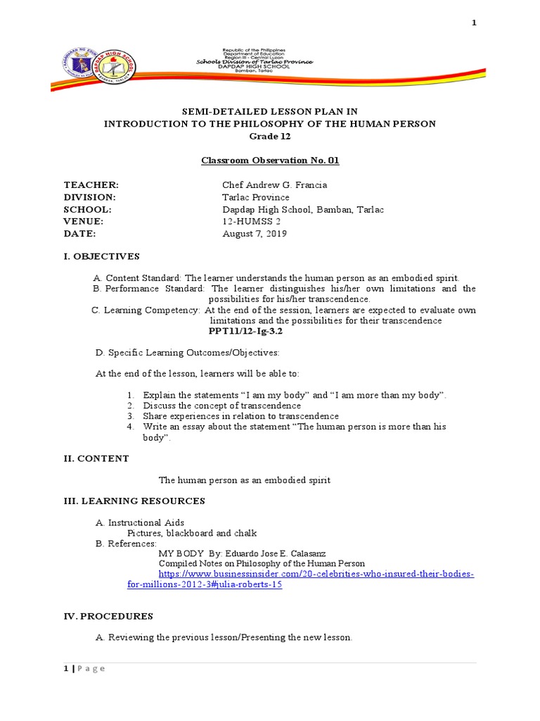 Cot-1 2019 | PDF | Lesson Plan | Learning