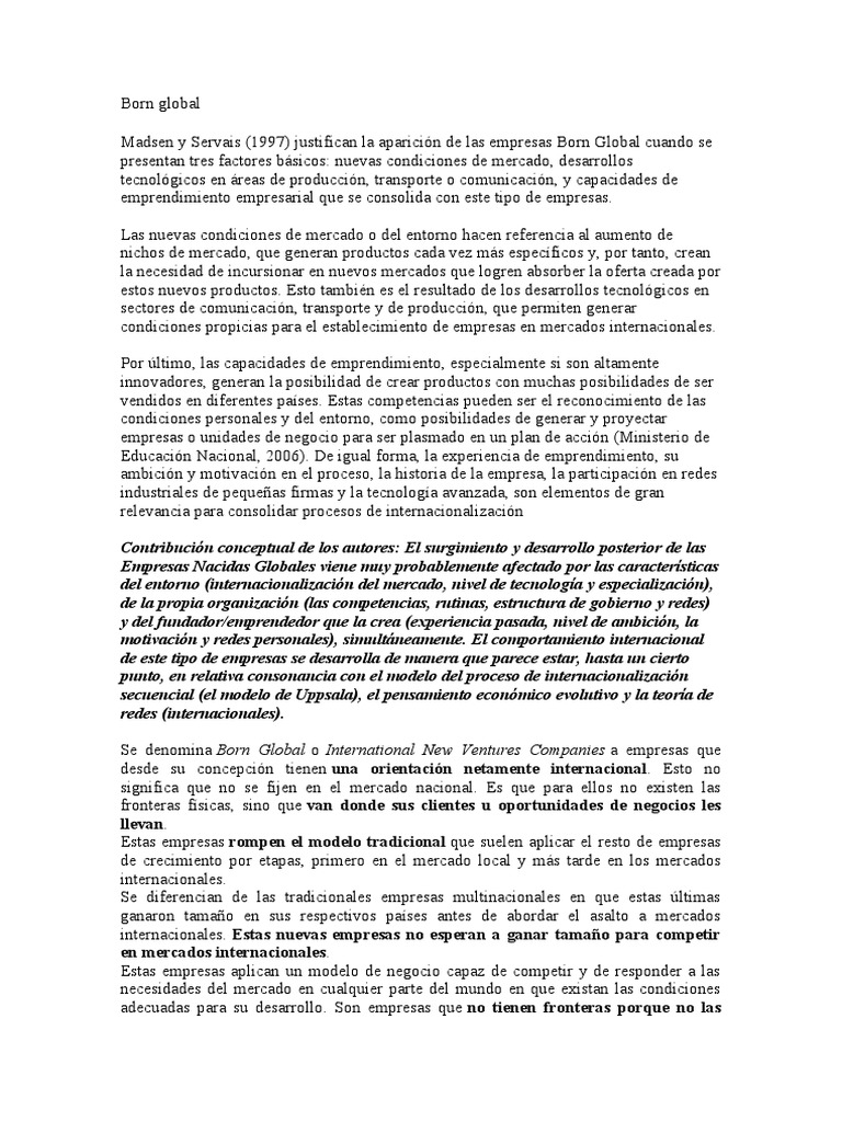 Empresas Born Global: Claves y Características | PDF | Negocios ...