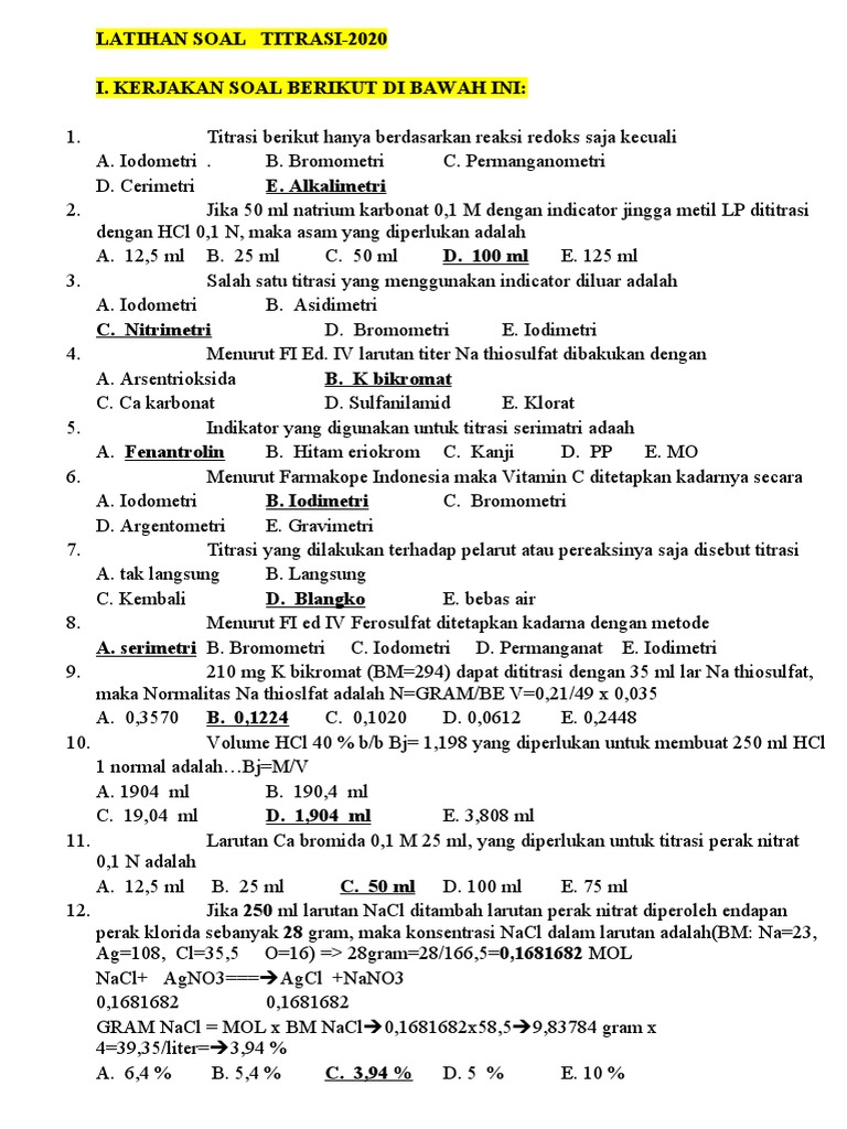 18 09.20 Latihan Titrasi 18 September 2020 Ok | PDF