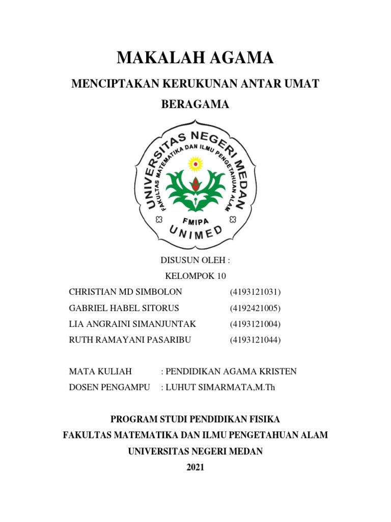 Makalah - Pak - Kel - 10 - Kerukunan Antar Umat Beragama | PDF