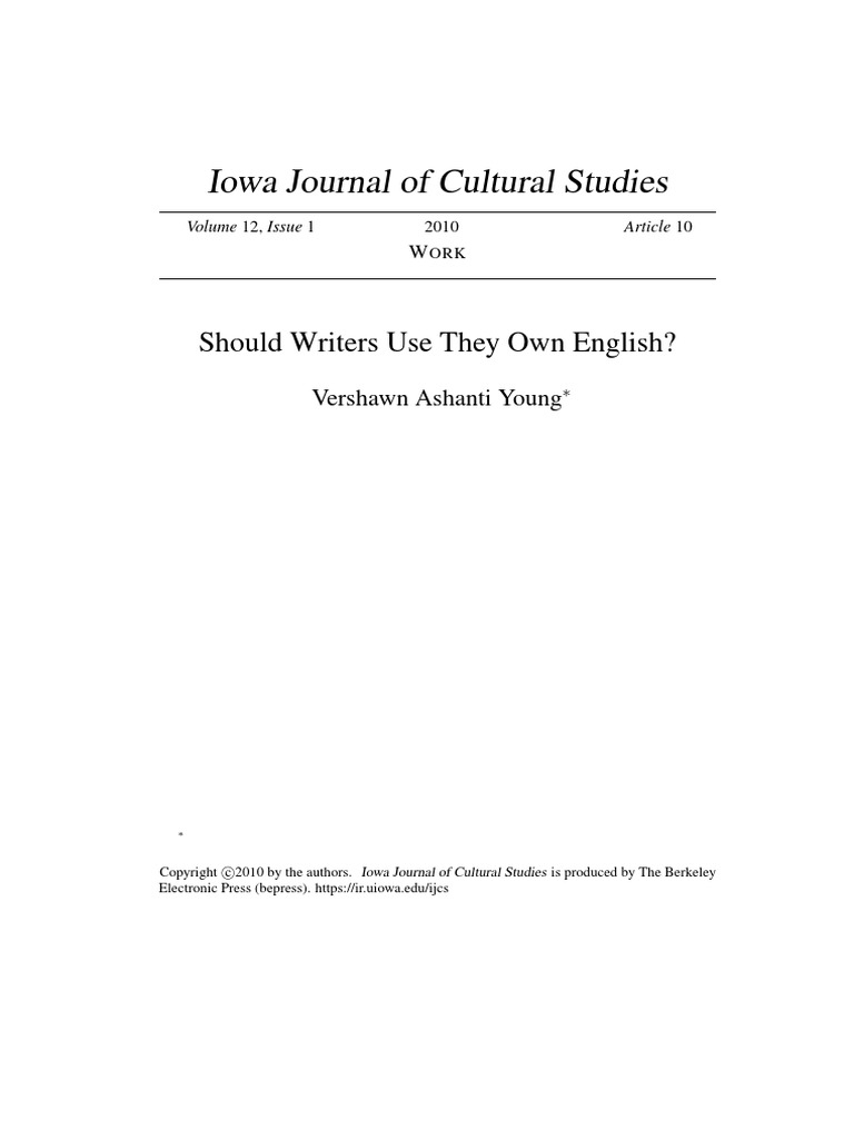 Should Writers Use They Own English | PDF | Ethnography | English Language